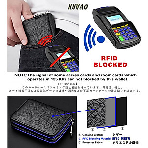 KUVAO RFID Blocking, Leather Credit Card Holder Zipper Wallet With 20 Card Slots, Small Card Case for Women or Men Accordion Wallet with Zipper (Blcak)