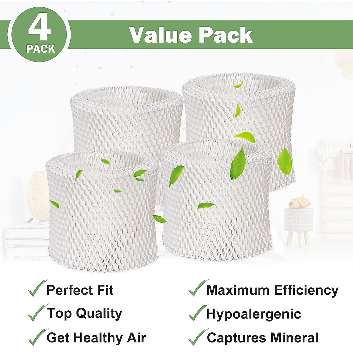 Future Way HC-888 Humidifier Filter C Compatible with Walgreens Cool Mist Humidifier, Honeywell HC 888 Series, HCM 890 Series, 4-Pack