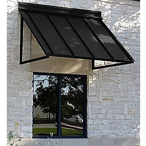 Awntech 3 ft. Houstonian Standing Seam Metal Door/Window Awning Fixed Outdoor Canopy 44 Inch W x 24 Inch Proj, Black
