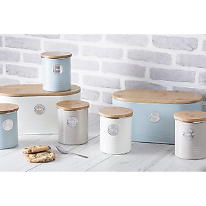 Typhoon Living Airtight Tea Storage Canister with Bamboo Lid, 1 Litre, Blue