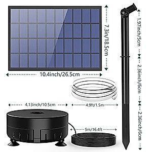 AISITIN 7W Solar Fountain Pump Outdoor,DIY Solar Fountain Water Pump Kit with Multiple Nozzles, Stake and Water Pipe, Solar Powered Fountain Pump for Bird Bath, Garden, Pool and Other Outdoor Places