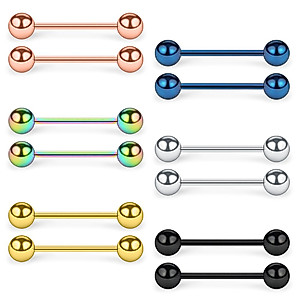 SCERRING 316L Stainless Steel Externally Threaded Nipple Bar Barbell Rings Piercing Retainer 16G 5/8Inch 12PCS