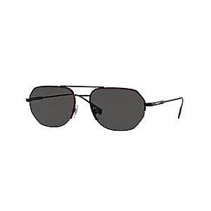 BURBERRY Henry BE3140 100187 57MM Nero/Grigio Con Bordo Rosso/Beige Irregular Sunglasses for Men + BUNDLE With Designer iWear Complimentary Eyewear Kit