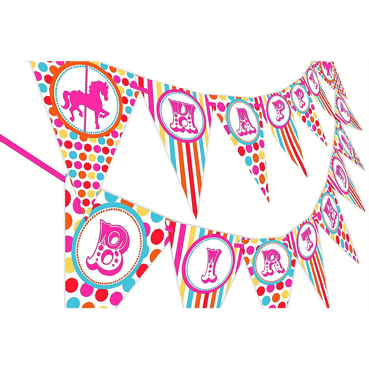 Carousel Carnival Birthday Banner - Multi Color