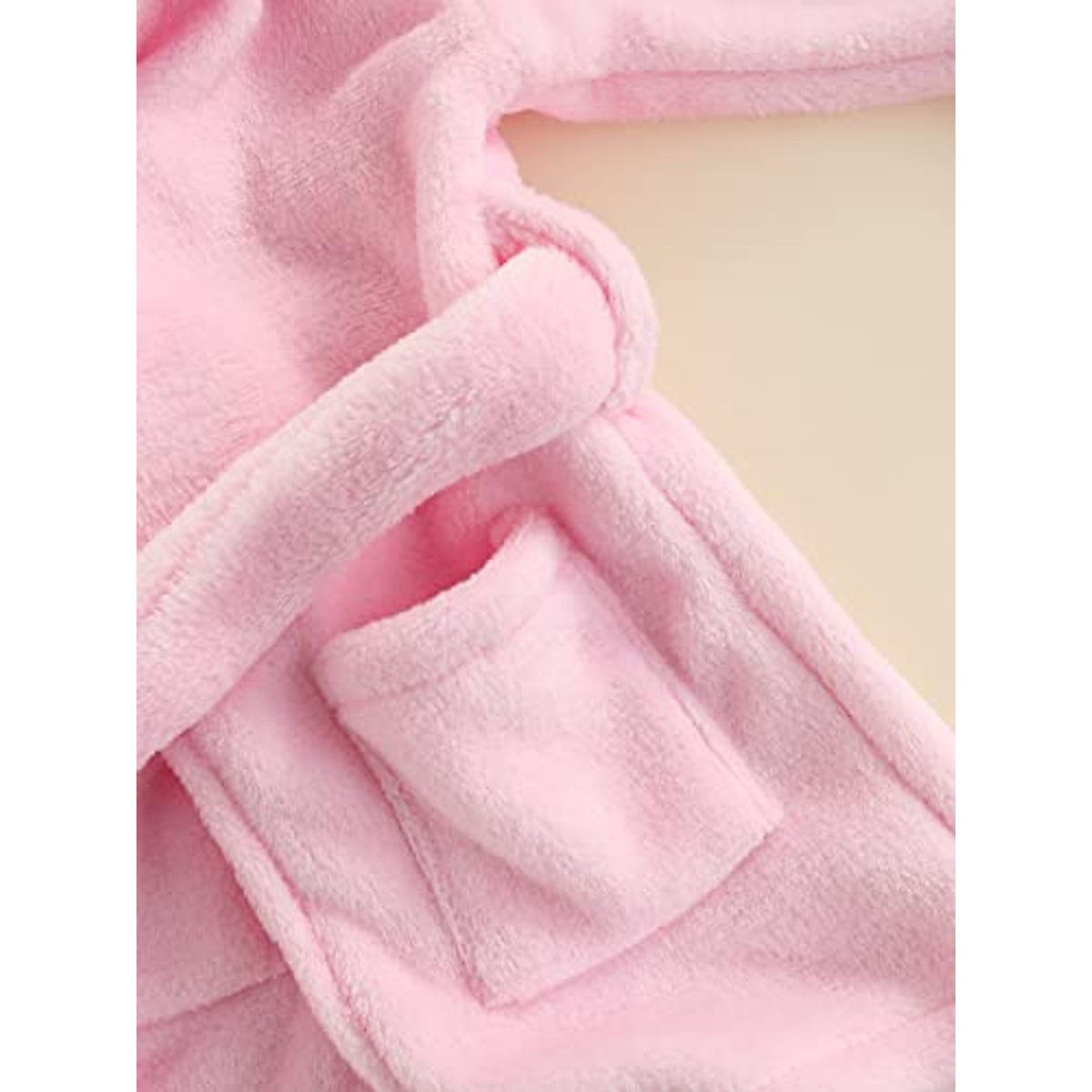 Andannby Infant Toddler Baby Girl Flannel Soft Bathrobes Plush Kimono Robe Pjs Sleepwear with Belt (Pale Pink, 2-3 Years), 2-3T