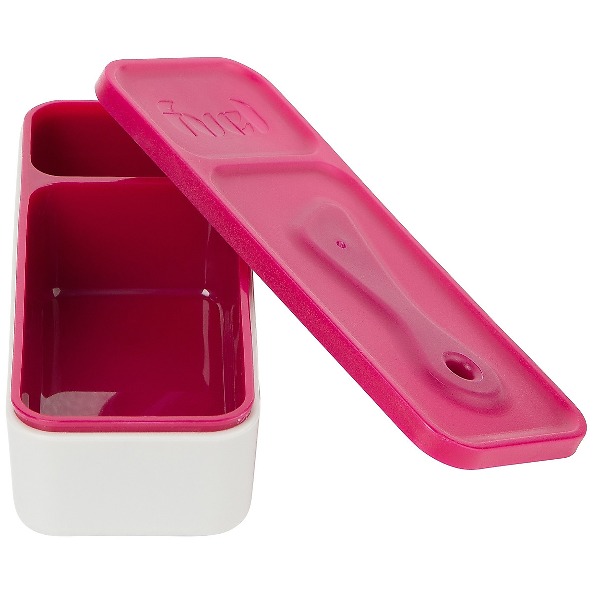 Trudeau Maison Fuel go” Snack Box with Dip Compartment and Spreading Knife, 6.00 x 4.00 x 15.00 cm, Pink