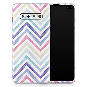 DesignSkinz Subtle Vintage Multi-Colored Chevron Pattern Protective Vinyl Decal Wrap Skin Cover Compatible with The Samsung Galaxy S20 (Screen Trim & Back Glass Skin)