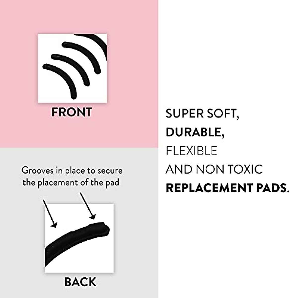 Black Eyelash Curler Refills (24-Pack) Replacement Pads | Eye Lash and Cosmetic Accessory | Create Permanent Curls and Intense Lashes | Universal Fit for Standard Curlers