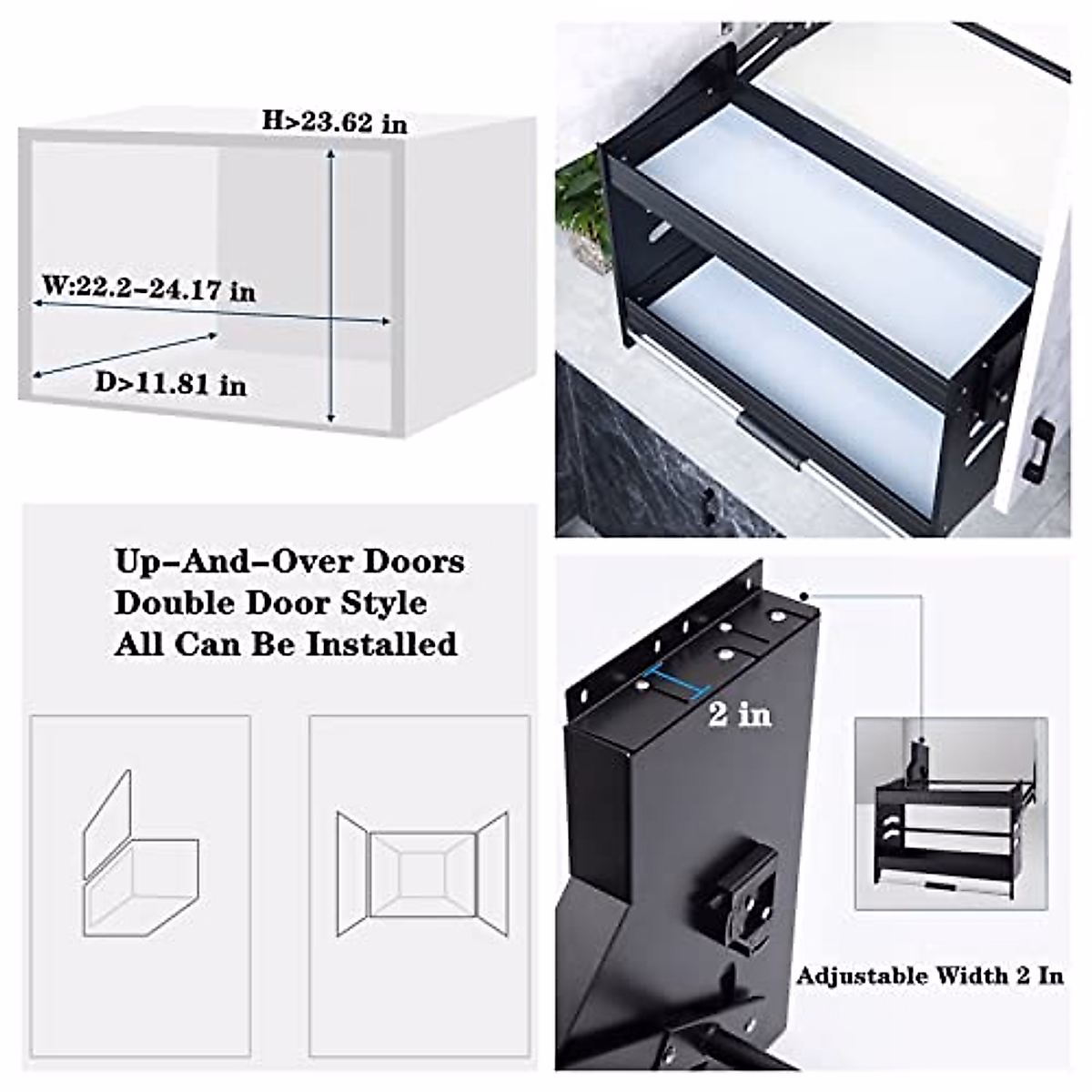 HDHRBH 24 Inch Pull Down Shelf,Pull Down Shelf Cabinet Organizer,Kitchen Cabinet Pull Down Shelf,Convenient Heavy-Duty 2-Tier Wall Pull Down Shelf ,High Cabinet Pull Down Shelf