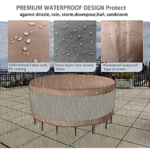 Garden Balsam Patio Furniture Cover Beige 48" D X 28" H Round Waterproof Outdoor Table Chair Set Covers Outdoor Sectional Cover Outdoor Furniture Set Cover