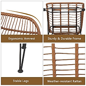 HAPPYGRILL 3 PCS Patio Bistro Set PE Rattan Wicker Armchairs and Coffee Table Set with Cushions for Garden Backyard Balcony Poolside