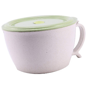 KVSERT Noodle Bowls with Lid-40 Wheat Straw Soup Mug with Phone Holder-&Dishwasher Safe,Leak Proof,for Soup,Noodle,Ramen