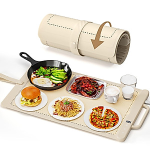 Food Warming Mat, Electric Warming Tray With 6 Level Temperature and 6 Hours Timer, Upgrade High-tech Graphene Heating Film, Fast Full Surface Heating Mat, Roll Up& Hang Food Warmer for Parties Buffet
