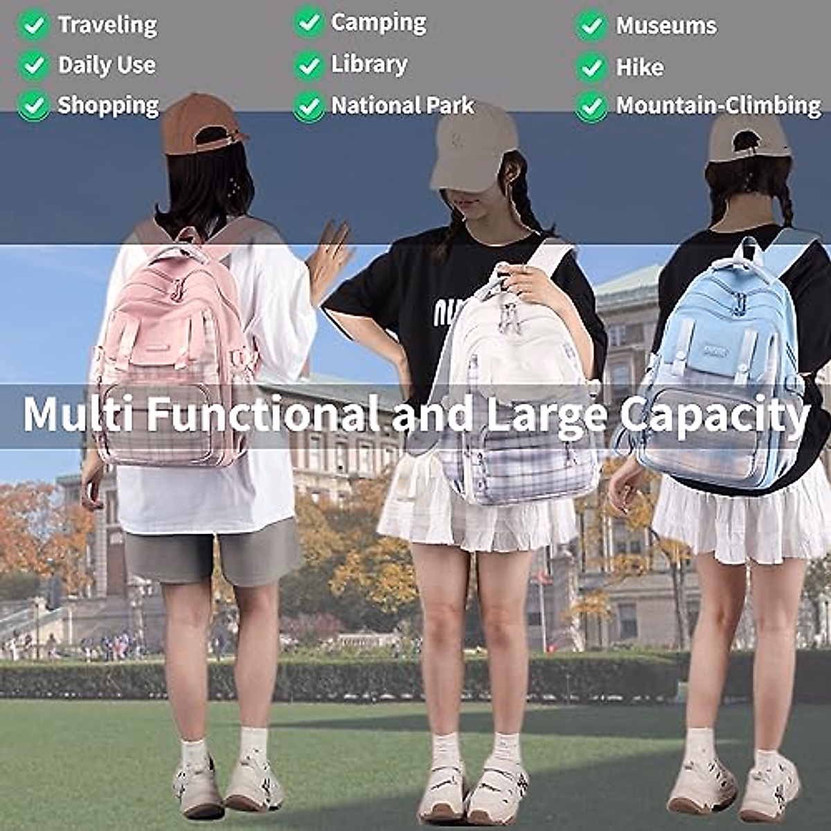 iwhgrmp Casual Backpack Large Capacity Lightweight Daily Use Cute Aesthetic Travel Backpacks Trendy Laptop Daypacks (Purple)