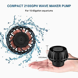 JEREPET 2100GPH Aquarium Wave Maker with Controller Mini DC 24V 12W Powerhead with Magnetic Mounting, Wavemaker with LED Display for 30 to 60 Gallon Tank