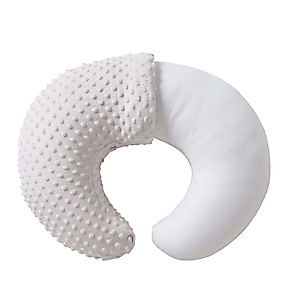 QUENESS Nursing Pillow and Positioner, Breastfeeding, Bottle Feeding, Baby Sitting Support with Removable Ultra Soft Minky Cover, Tummy Time Support for Baby Boys and Girls (Beige)