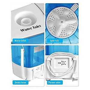 TABU Mini Portable Washing Machine, Small Washer no dryer, 7.7lbs Small Semi-Automatic Compact Washer, Timer Control Single Semi-Clear Tub1