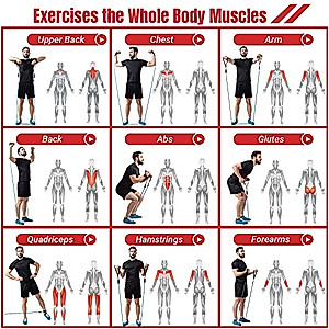 Resistance Bands Set with Yellow Handles, Exercise/Workout/ Fitness Bands with Door Anchor, Legs Ankle Straps for Resistance Training，Physical Therapy，Home Gym Workout