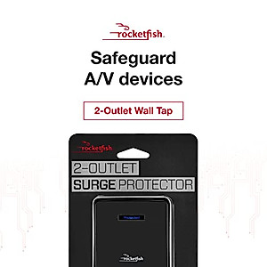 Rocketfish 2-Outlet Surge Protector - Low-Profile Protection for Devices - Black