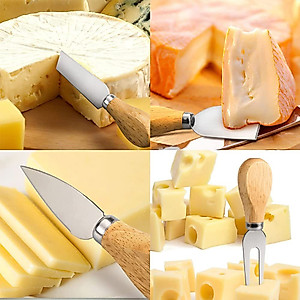 ccHuDE 4 Pcs Stainless Steel Cheese Cutter Set Cheese Spreading Slicer Forks Mini Butter Serving Spatula Charcuterie Board Accessories