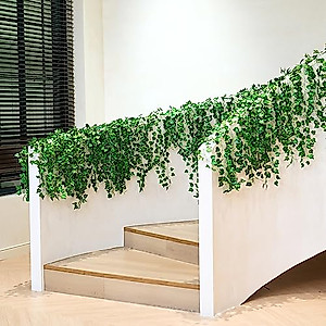 Dolicer 6 Strands 42Ft Fake Vines for Bedroom, Artificial Ivy Garlands with Fake Leaves, Fake Ivy Vines Greenery Garlands, Hanging Vines Fake Plants for Wall Decor Wedding Room Party Garden Aesthetic