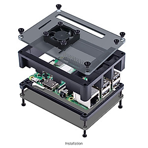 Smraza Case for Raspberry Pi 3 B+ with Fan, RPI Heatsinks, 5V 3A Power Supply for Raspberry Pi 3 Model B+(B Plus), Compatible with Raspberry Pi 3 Model B, Pi 2 Model B (4 Layers Case)
