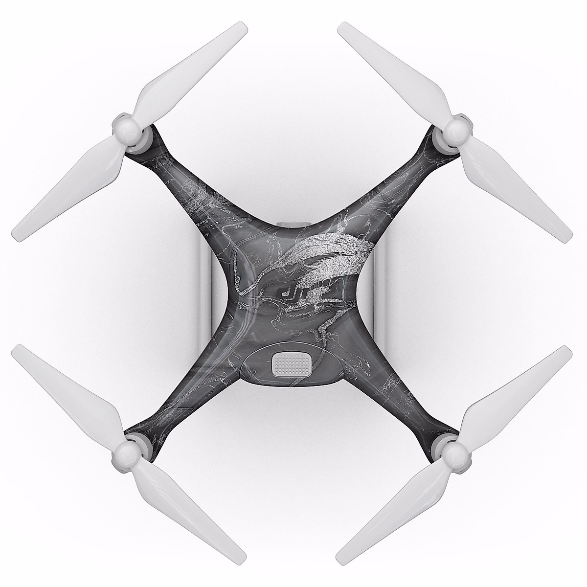 Design Skinz Design Skinz Black & Silver Marble Swirl V7 Full-Body Wrap Decal Skin-Kit Compatible with The Drone DJI Spark