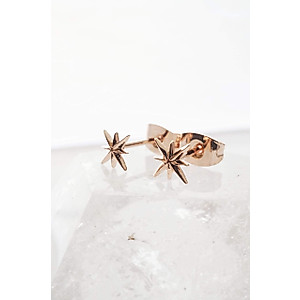 HONEYCAT Celestial Starburst Studs in Gold, Rose Gold, or Silver | Minimalist, Delicate Jewelry (Rose Gold)