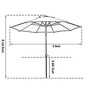 Sunnyglade 9' Patio Umbrella Outdoor Table Umbrella with 8 Sturdy Ribs (Red)