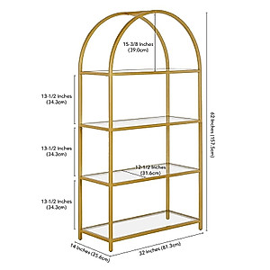 Garrett 62'' Tall Rectangular Bookcase in Brass
