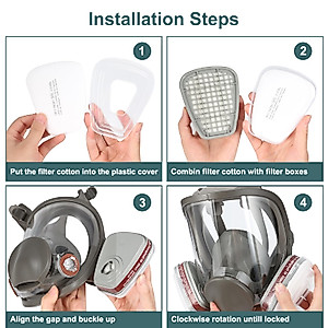 LQSRZH Full Face Respirator Mask Reusable,Full Face Cover Gas Mask with Double Filtration,for Painting,Dust,Carpentry,Welding and Other Work Protection