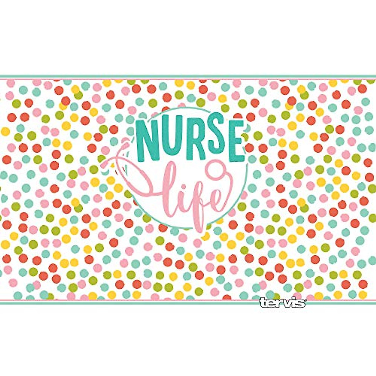 Tervis Nurse Life Polka Dots Insulated Tumbler with Clear and Black Hammer Lid, 20 oz Stainless Steel, Silver