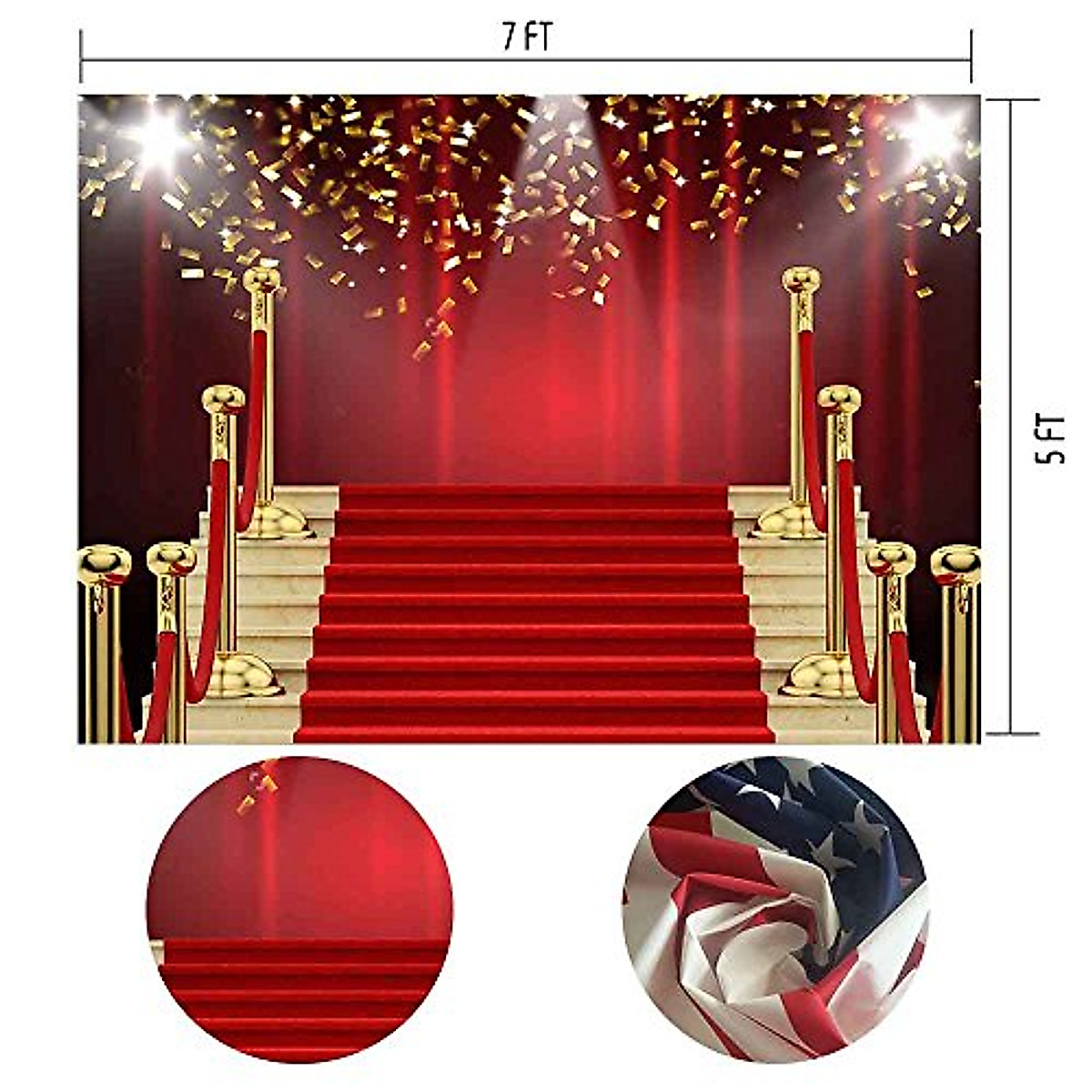 MTMETY 7x5Ft Red Curtain Background Red Carpet Stairs Props Vinyl Photography Video Backdrop NANME853