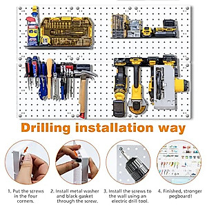 6Pcs Pegboard, Peg Board, Pegboard Wall Organizer, Mount Display Pegboard Kits fit Pegboard Storage, Small Pegboard for Craft Room Garage Kitchen, Peg boards for Walls - White Pegboards Panels