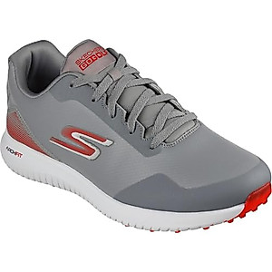 Skechers Men's Max 2 Arch Fit Waterproof Spikeless Golf Shoe Sneaker, Gray/Red, 9.5 Wide