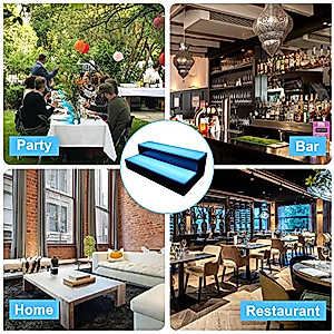 VONCI LED Lighted Liquor Bottle Display Shelf,16 Inch 2 Step Illuminated Bottle Display Shelf LED Lighted Bar Shelf with Remote Control App Control for Home Commercial Bar Party Accessories