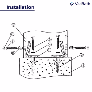 VeeBath Essentials Angled Floor WC Toilet Pan/Bidet Fixing Bolts, Repair Bracket and Screws Bathroom Fitting Kit