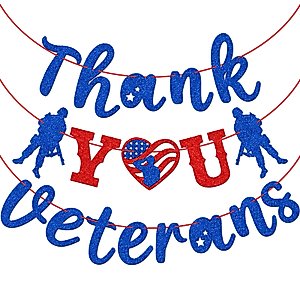 Thank You Veterans Banner, Happy Labor Day Banner, Military Theme Banner for Memorial Day or Veterans Day, Army Party Decoration