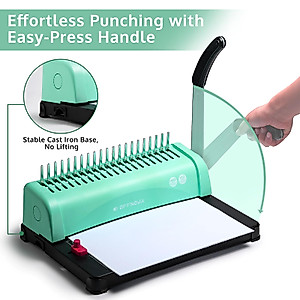 OFFNOVA Binding Machine, 21-Hole 450 Sheets Paper Comb Punch Binder Machine for Letter Size / A4 / A5, Easy to Punch Handle, Adjustable Margin