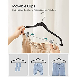 SONGMICS Set of 50 Coat Hangers and 30 Pants Hangers Bundle, Non-Slip Adjustable Metal Clips, Quality Plastic Hangers, Space-Saving, Durable, Pants, Light and Dark Gray, Black UCRP41G-50 and UCRF12B30