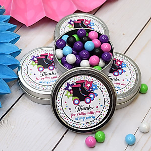 Let’s Roll Star Roller Skating Themed Thank You Sticker Labels for Kids, 40 2" Party Circle Stickers by AmandaCreation, Great for Party Favors, Envelope Seals & Goodie Bags