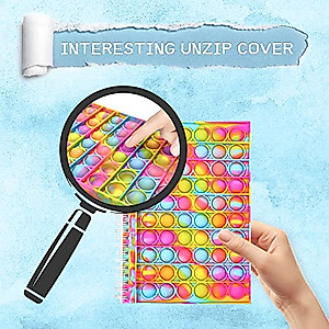 Fidget Notebook, Fidget Spiral Notebook, Push Pop Bubble Fidget Sensory Toy Stress Reliever Stationery, Composition Notebooks Portable for School Office Notebook Kids School Gifts Macaron Notebook