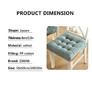 ZIBENE Velvet Seat Cushions 20x20, Extra Thick Dining Chair Cushions, Chair Pads and Cushions Single Square, Indoor Seat Cushions for Dining Chairs Soft Velvet Fabric, Skin-Friendly Green