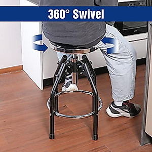 WORKPRO Heavy Duty Adjustable Hydraulic Shop Stool,Garage Bar Stool, 29in to 33.86in, 330-Pound Capacity, Black