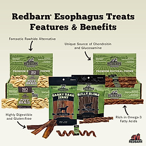 Redbarn All-Natural Barky Bark Beef Jerky for Dogs - Medium 4-5" Strips - Premium Grain-Free & Rawhide-Free Treats w/Chondroitin & Glucosamine for Joint Health - 6 Count