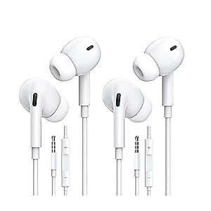 EXECCZO [2 Pack] 3.5mm in-Ear Wired Earbuds Earphones Headphones with Built-in Microphone & Volume Control Compatible with iPhone 6s plus/6/5s/5c/S10/iPad/Android & 3.5 mm Devices Plug and Play