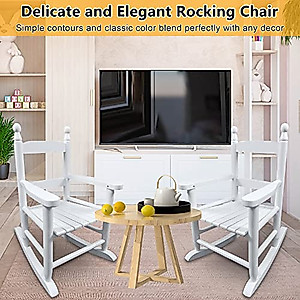 Pvillez Childs Rocking Chairs, Classic Wooden Rockers for Boys and Girls, Indoor and Outdoor Kids Rocking Chair for Sun Rooms, Porches, Living Rooms, Bedrooms, Nursery, White