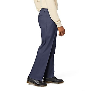 Dockers Men's Relaxed Fit Signature Khaki Lux Cotton Stretch Pants-Pleated, Navy, 40W x 30L