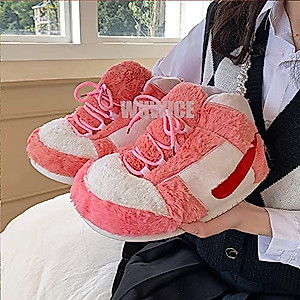 LAPRBY High Top with Wings Sneaker Slippers Unisex One-Size Ultra Comfy and Cozy House Fluffy Jordan Like Slippers for Men and Women (Pink,4,12)