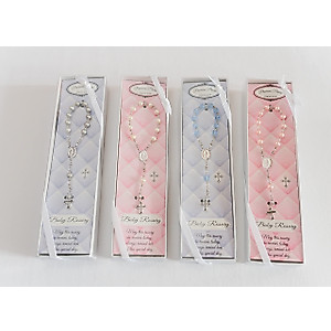Precious Pieces Sterling Silver Pink Baby Rosary Baptism Gift for Baby Girls